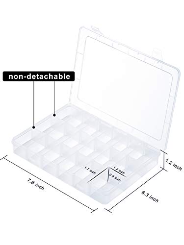 iBune 2 Pack 18 Grids Plastic Compartment Container, Bead Storage Organizer Box Case with Adjustable Removable Dividers for Jewelry Craft Tackles Tools, Size 7.8 x 6.3 x 1.2 in, White