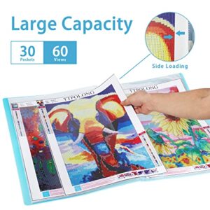 TTPOLONG A3 Diamond Painting Storage Book, Diamond Art Portfolio Book 30 Pags Clear Pockets Plastic Sleeves（16.8X12.5 Inch)