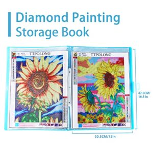 TTPOLONG A3 Diamond Painting Storage Book, Diamond Art Portfolio Book 30 Pags Clear Pockets Plastic Sleeves（16.8X12.5 Inch)