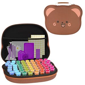 zoretco diamond painting storage containers,60 slots diamond art accessories, 5d diamond painting kits with tools for jewelry bead rhinestones organizer (brown)