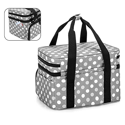 BAFASO Double Layer Sewing Accessories Organizer with 2 Detachable Pouches, Large Sewing Storage Bag for Sewing Tools, Polka Dots