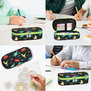 Cambond Big Capacity Pencil Case, Cute Pencil Case for Boys Kids, Multi-slot Large Storage Pencil Pouch Pen Case Organizer for School, Black Dinosaur