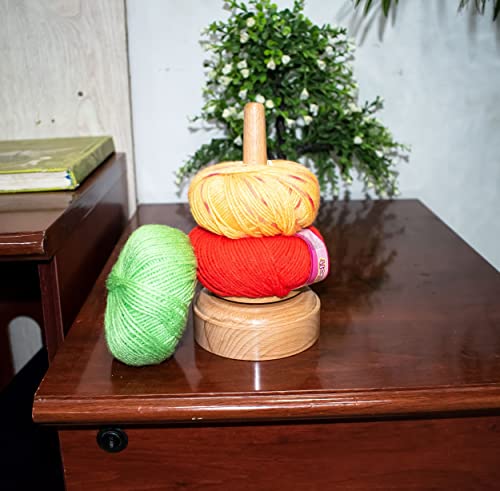 FYNJREX Wood Yarn Holder with Twirling Mechanism Classic