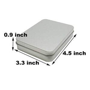 6 Pcs Metal Hinged Tin Box Container Mini Portable Small Storage Container Kit with Lid for Home Storage 4.5x3.3x0.9 Inch, Silver