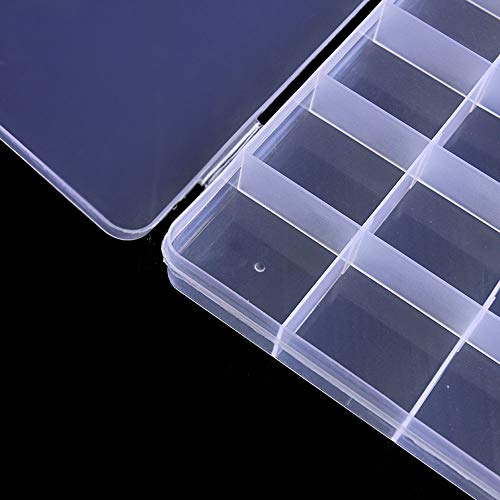 RLECS 2PCS 24 Slots Transparent Plastic Jewelry Organizer Box Compartment Storage Container for Bead Rings Jewelry Display Organizer