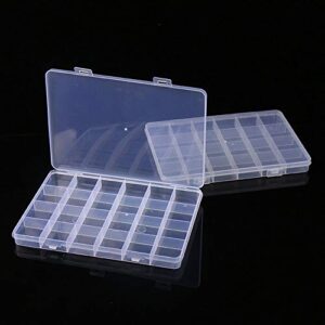 RLECS 2PCS 24 Slots Transparent Plastic Jewelry Organizer Box Compartment Storage Container for Bead Rings Jewelry Display Organizer