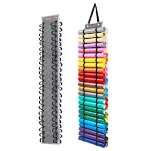 htvront vinyl storage organizer, vinyl roll holder holds up to 48 rolls, grey craft vinyl organizer wall mount/hanging over the door, vinyl roll storage for home craft room