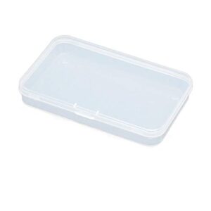 akoak clear polypropylene rectangle mini storage containers box with hinged lid for card,accessories,crafts,learning supplies,screws,drills,battery,4.8″ x 2.9″ x 0.67″,pack of 4