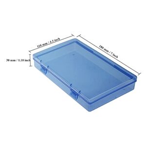 Goodma 4 Pieces Rectangular Plastic Boxes Empty Storage Organizer Containers with Hinged Lids for Small Items and Other Craft Projects (Blue, 7.1 x 4.3 x 1.2 inch)