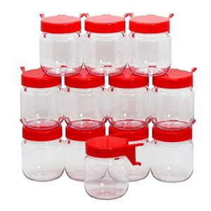 Pegboard Accessories Organizer Storage Jars - Crush & Impact Resistant Plastic Pegboard Jars - One-Handed Locking System - Peg Board Attachments for Craft, Sewing & Garage Storage - Set of 12 (Red)