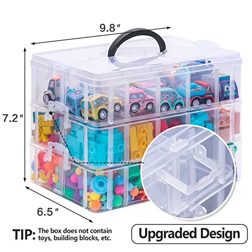 Arranpace 3 Layers Craft Stackable Storage Box, Art Container 30 Compartments Plastic Organizer Bin for Beads, Toy, Hair Accessories, Sewing, Washi Tapes, Nail Polish