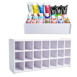 sanfurney paint storage tray, 21 compartment arts and crafts supply storage paint organization for craft paints, oil tubes and watercolor paints