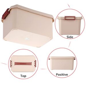 BTSKY Plastic Storage Box& Carry Box, Plastic Storage Container Multipurpose Portable Tool Box Sewing Box with Removable Divider Tray Locking Lid &Handle (Pink, L)