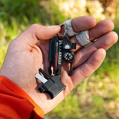 Sun Company Outsider - 4-in-1 Survival Multi-Tool | Compass, Thermometer, Whistle, and Fire Starter in a Compact Zipper Pull | EDC Outdoor Firestarter for Camping, Bushcraft, or Survival Situations