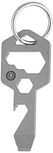 CLOSS 8 in 1 Titanium Multitool Keychain- Bottle Opener, Screwdriver and Wrench (Silver)