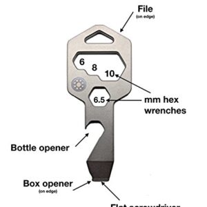 CLOSS 8 in 1 Titanium Multitool Keychain- Bottle Opener, Screwdriver and Wrench (Silver)