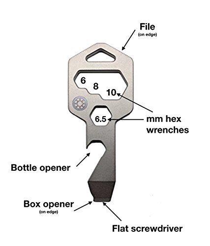 CLOSS 8 in 1 Titanium Multitool Keychain- Bottle Opener, Screwdriver and Wrench (Silver)