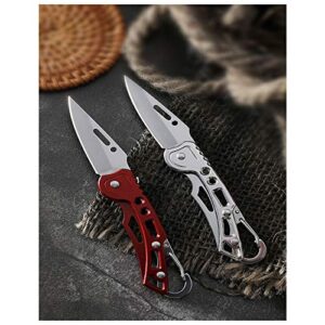 SHixu Folding Knife2Pcs Mini Keychain Knife Men's and Women's Pocket Knife Used for Cutting Rope, Paper Boxes and Fruits Easy to Carry Daily. Closed Length 3.15Inch/8cm