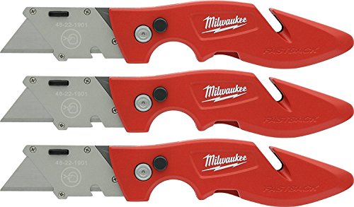 Milwaukee 48-22-1901F Fastback Utility Knife with Wire Stripping Compartment, and Gut Hook (3 Pack of 48-22-1901)