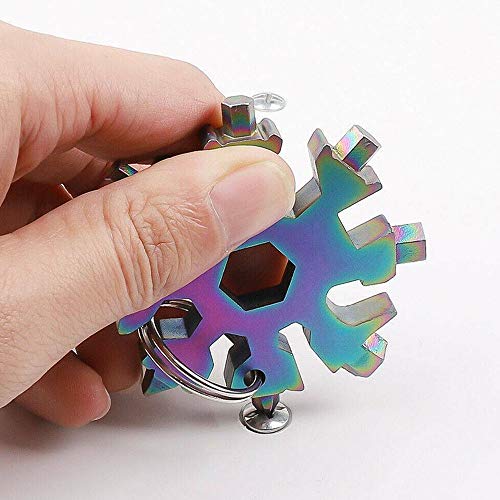 Acxico 3Pcs 18 In 1 Stainless Tool MultiTool Portable Snowflake Shape Key Chain Screwdriver