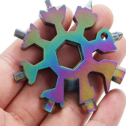 Acxico 3Pcs 18 In 1 Stainless Tool MultiTool Portable Snowflake Shape Key Chain Screwdriver