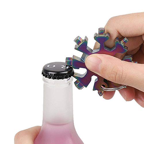 Acxico 3Pcs 18 In 1 Stainless Tool MultiTool Portable Snowflake Shape Key Chain Screwdriver