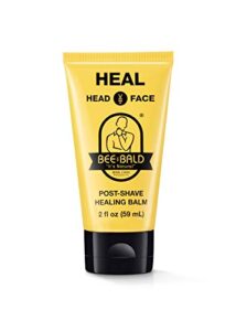 bee bald heal post-shave healing balm immediately calms & soothes damaged skin, treats bumps, redness, razor burn & other shaving related irritations.