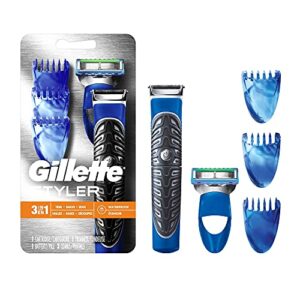 gillette styler, 1 beard trimmer for men with 1 proglide razor blade refill, 1 battery, 3 comb attachments, waterproof