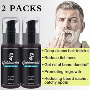 Beard Kit,Beard Growth Kit,Beard Grooming Kit w/2 Packs Beard Wash/Shampoo,Beard Growth Oil,Beard Balm,Beard Wash,Brush,Comb,Scissor,Storage Bag,E-Book,Beard Care & Trimming Kit Gifts for Men Him