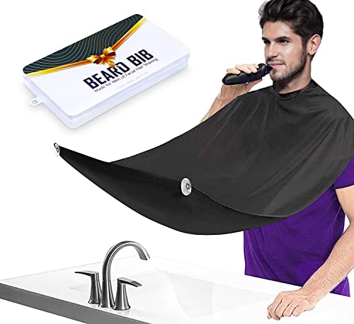 Beard Apron Catcher - Valentine's Day Gift for Man Beard Trimming Bib Non-Stick Beard Catcher Grooming Cape with 3 Suction Cups