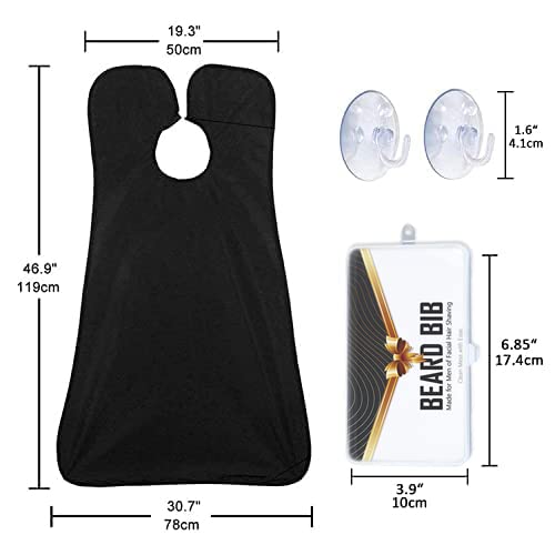 Beard Apron Catcher - Valentine's Day Gift for Man Beard Trimming Bib Non-Stick Beard Catcher Grooming Cape with 3 Suction Cups