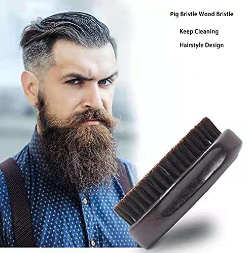 Beard Care Kit Stocking Stuffers for Men Gift Black Beard Brush with Boar Bristles,Anti-Static Fine & Wide Tooth Facial Apron Beard Cover Perfect Father's Day gifts for Dad Men Boy Friend