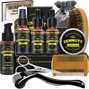 beard growth kit,fathers gifts for men dad husband w/beard derma roller,2 pack beard oil,beard serum,wash,balm,brush,comb,scissor for beard grooming care,christmas stocking stuffers nail art fimo