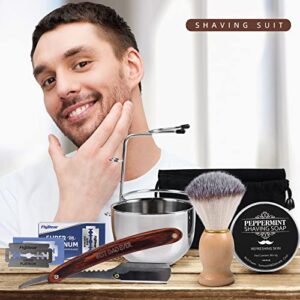 Shaving Kit for Men, Professional Barber Straight Edge Razor with Shaving Cream, Brush, Bowl. Perfect Gifts for Him Man Dad Father Boyfriend, Christmas Gifts for Men Him Stocking Stuffers