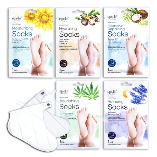 epielle New Moisturizing Socks and Gloves for Hand and Foot Care | Assorted 5 Pairs Socks (Socks 5 Pairs) | Skincare Gifts for Her.. Stocking Stuffer!!