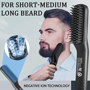 Beard Straightener w/Beard Balm & Beard Growth Oil & Beard Comb & Beard E-Book,Patented Design 3 in 1 Hair Straightener Brush Beard Straightening Comb,Unique Stocking Stuffers Gifts for Men Women Him