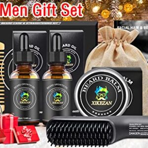 Beard Straightener w/Beard Balm & Beard Growth Oil & Beard Comb & Beard E-Book,Patented Design 3 in 1 Hair Straightener Brush Beard Straightening Comb,Unique Stocking Stuffers Gifts for Men Women Him