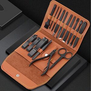 manicure set professional nail clipper kit, 16pcs stainless steel manicure kit gifts for men women, manicure and pedicure set, hand foot nail care tools nail grooming kit with portable travel case