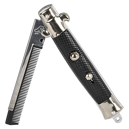 SwitchBlade Comb - (Pack of 4) Stainless Steel Novelty Switch Folding Pocket Combs Set Flick Comb for Hair, Beard or Mustache, Stocking Stuffers