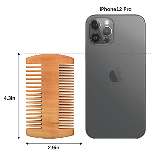 Beard Power Wooden Beard Comb & Durable Case for Men with Sexy Beard, Fine & Coarse Teeth, Pocket Comb for Beards & Mustaches (motorcycle brown)