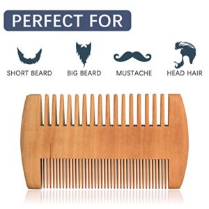 Beard Power Wooden Beard Comb & Durable Case for Men with Sexy Beard, Fine & Coarse Teeth, Pocket Comb for Beards & Mustaches (motorcycle brown)