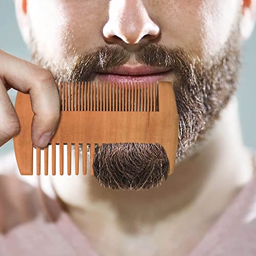 Beard Power Wooden Beard Comb & Durable Case for Men with Sexy Beard, Fine & Coarse Teeth, Pocket Comb for Beards & Mustaches (motorcycle brown)