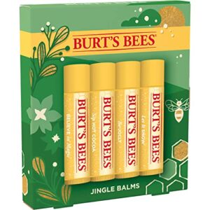 Burt's Bees Christmas Gifts, 4 Lip Balm Stocking Stuffers Products, Jingle Balms Set - Classic Beeswax Moisturizing Lip Balm