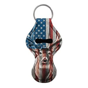 bychecar deer chapstick holder key chain for kids girls men american flag chapsticks keychain lip balm lipgloss lipstick holder keychains women stocking stuffers lippy clip