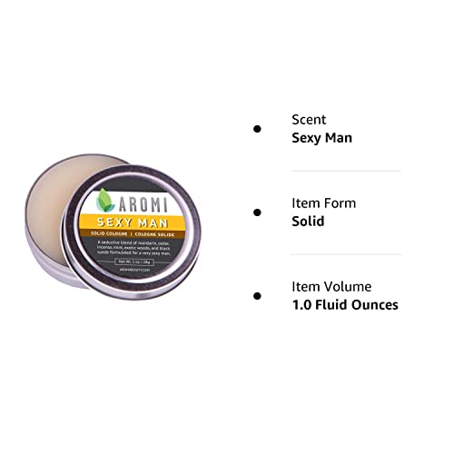 Aromi Solid Cologne | Best Men's Fragrance, Affordable Cologne for Travel, Small Men's Gift, Stocking Stuffer, Manly Gift Idea, Mint, Mandarin, Woods, 1 oz, (Sexy Man)