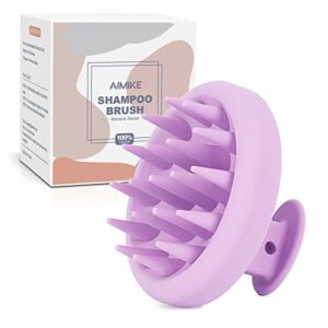 aimike scalp massager shampoo brush, soft silicone hair scrubber for washing hair, dandruff removal & scalp scrubber hair growth stimulator, scalp brush/exfoliator brush on dry & wet scalp – violet