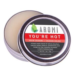 aromi solid cologne | fresh men’s fragrance, best solid cologne, vegan & cruelty-free, affordable men’s gift idea, stocking stuffer, 1 oz, (you’re hot)