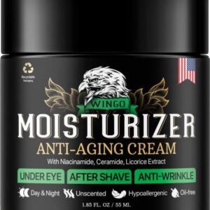 Mens Face Moisturizer Cream, Mens Anti Aging Face Cream, After Shave Facial Lotion - Anti-Wrinkle Firming Eye Bags Treatment for Men, Vitamin B Collagen Licorice Extract, Day & Night Skin Care for Men