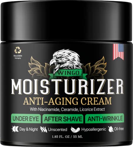 Mens Face Moisturizer Cream, Mens Anti Aging Face Cream, After Shave Facial Lotion - Anti-Wrinkle Firming Eye Bags Treatment for Men, Vitamin B Collagen Licorice Extract, Day & Night Skin Care for Men