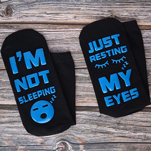 Engmoo Novelty Stocking Stuffers Socks I'm Not Sleeping Just Resting My Eyes Socks Gift For Dad Mom Christmas Gift